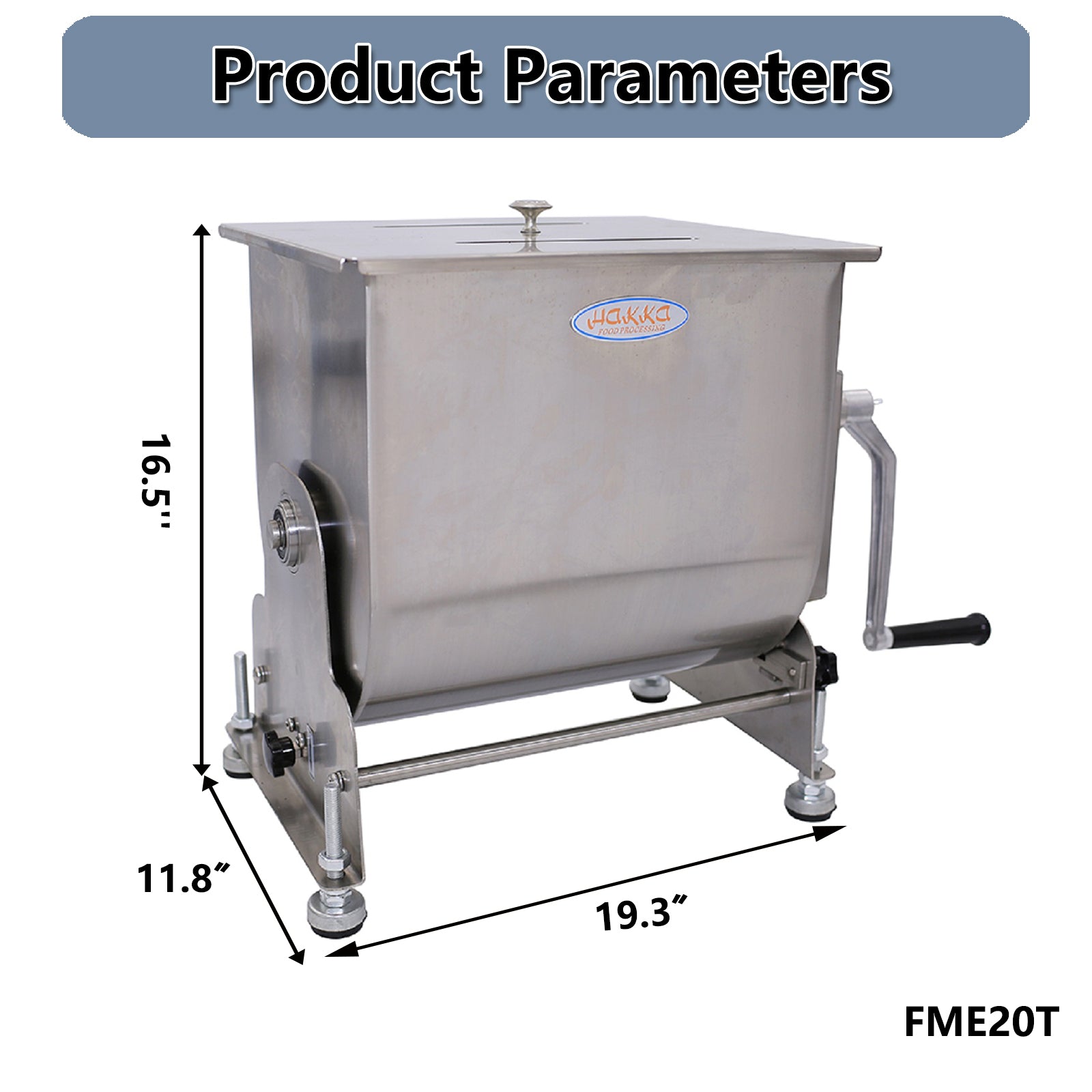 Hakka 15Liter/30lb Capacity Tilt Tank Manual Meat Mixers , Sausage Mix ...