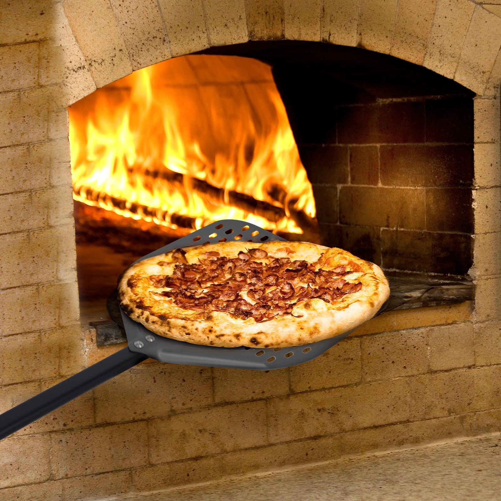Clivia 14"x16"x59" Perforated Pizza Peel Aluminum Hard-Anodized Pizza ...