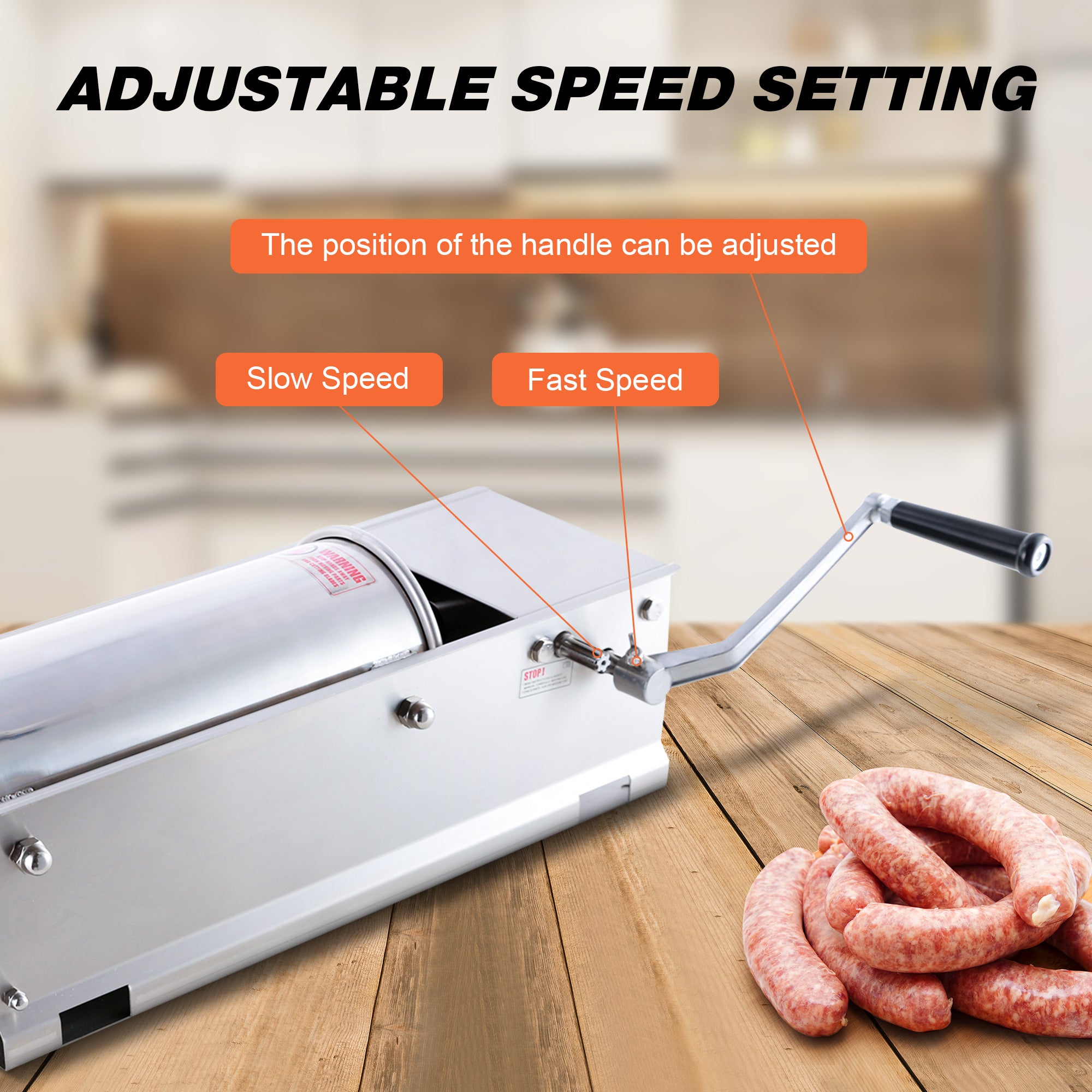 Hakka Horizontal 11LBS 5L Sausage Stuffer Stainless Steel Sausage Meat ...