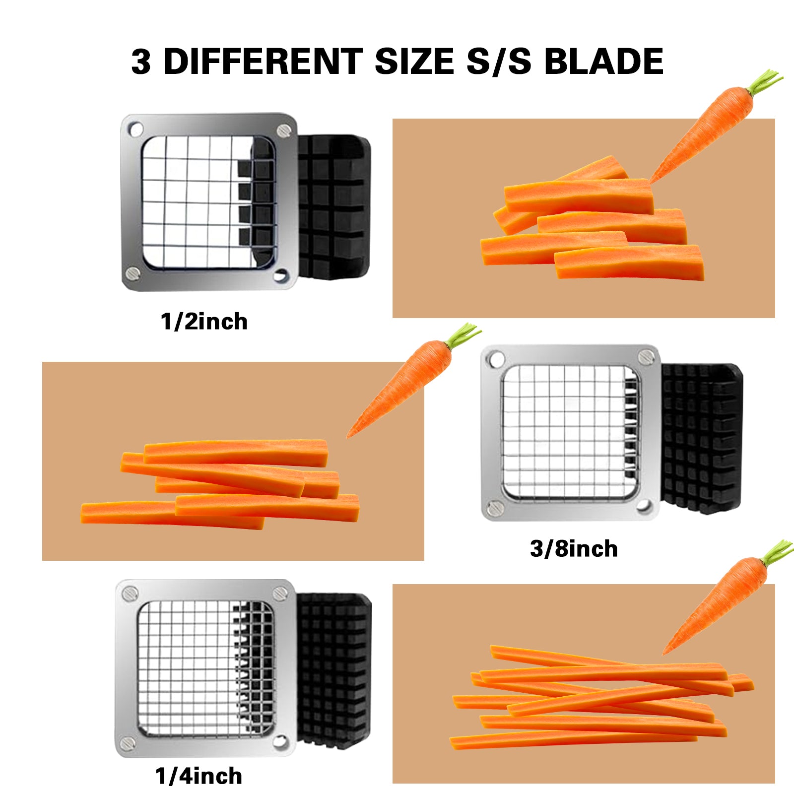 Hakka Commercial 1/2", 1/4", 3/8" Vertical Vegetable Fruit Chopper ...