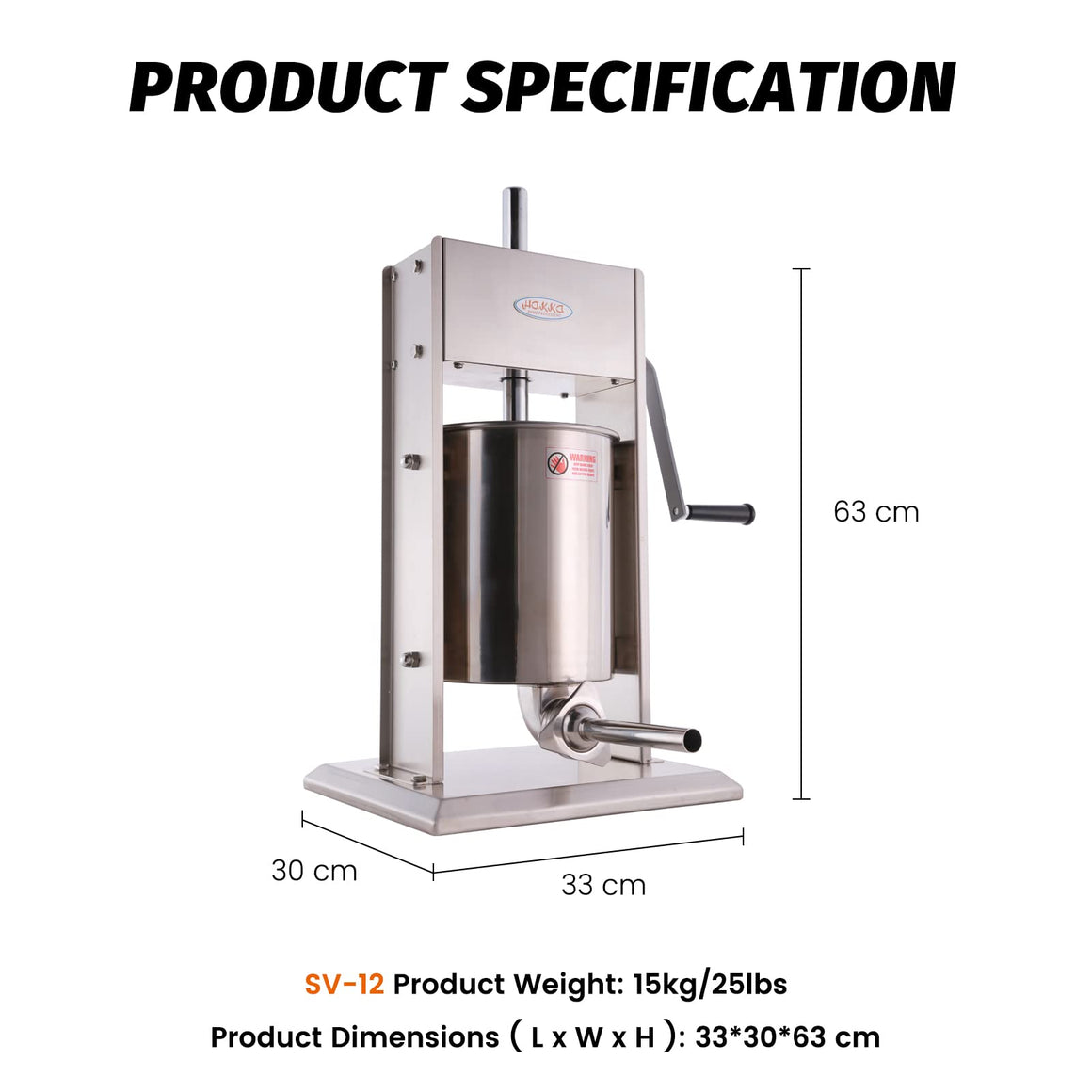 Hakka Sausage Stuffers and 2 Speed Sainless Steel Vertical Sausage ...