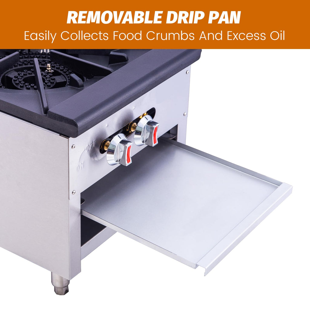 EASYROSE Single Burner Natural Gas Stove 18" Gas Hot Plate Commercial ...