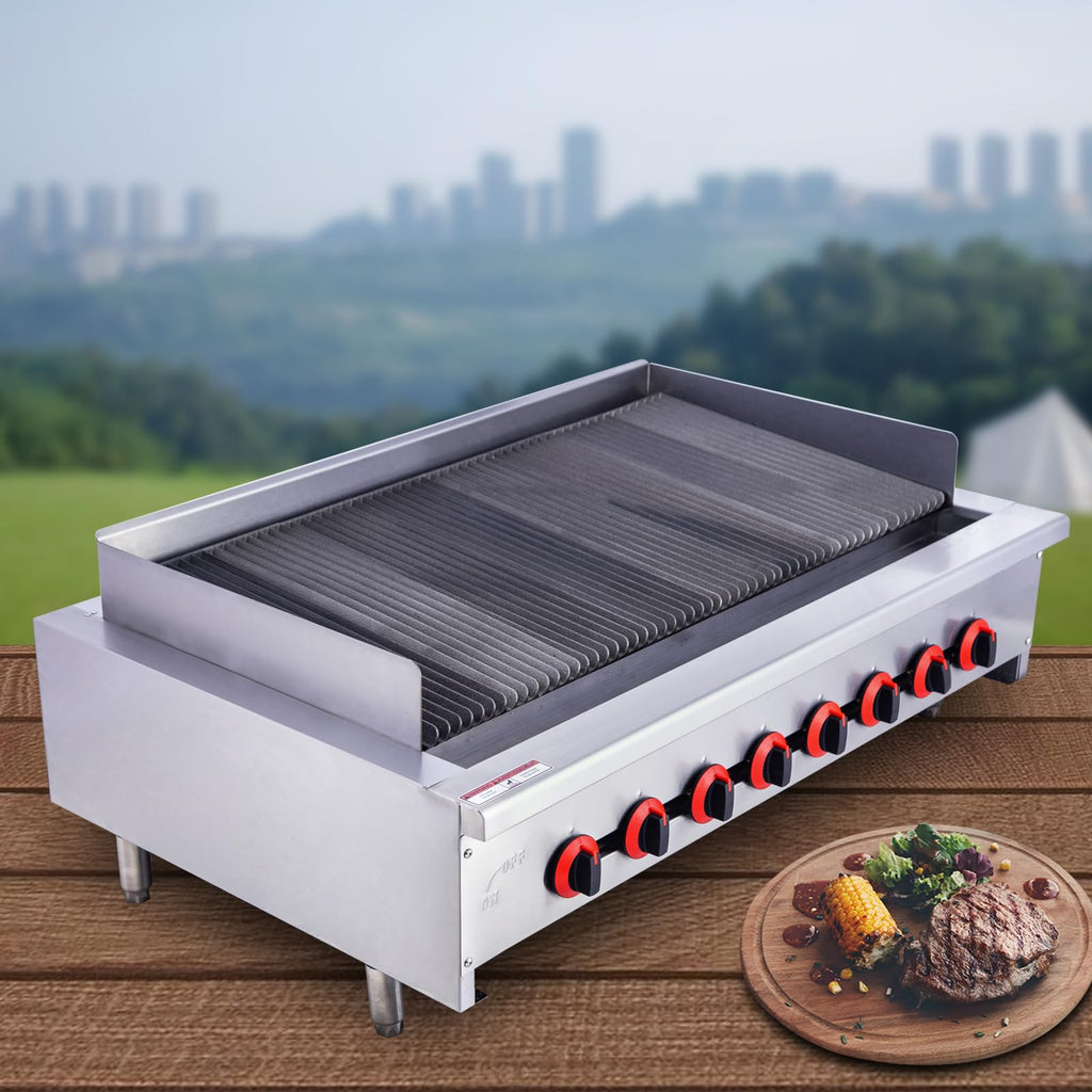 EASYROSE 48" Radiant Gas Charbroiler Countertop Gas Grill with 8 Burne ...