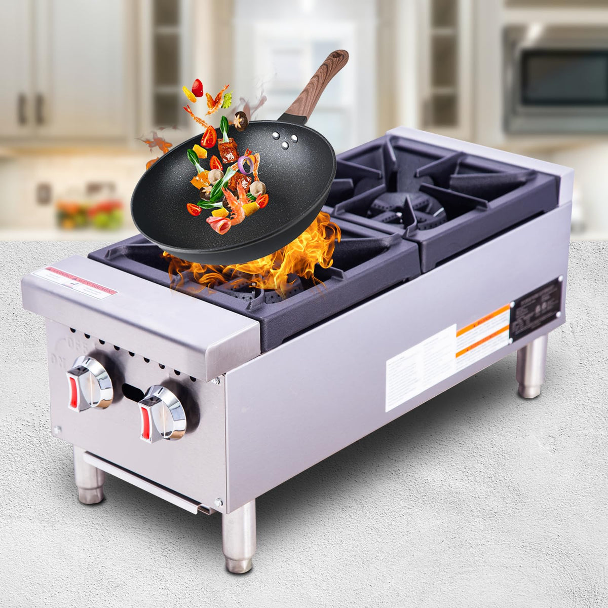 EASYROSE 12" Countertop Gas Hotplate 2 Burners Heavy Duty 60,000 BTU G ...